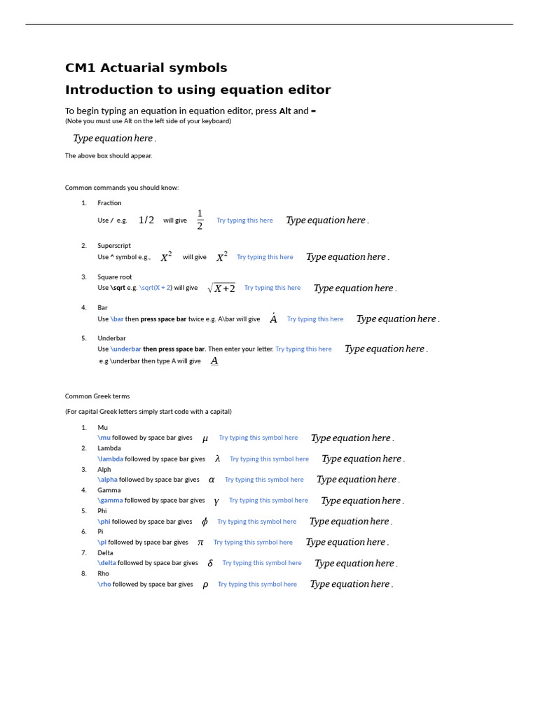 CM1 Actuarial Symbols | PDF | Greek Alphabet | Collation