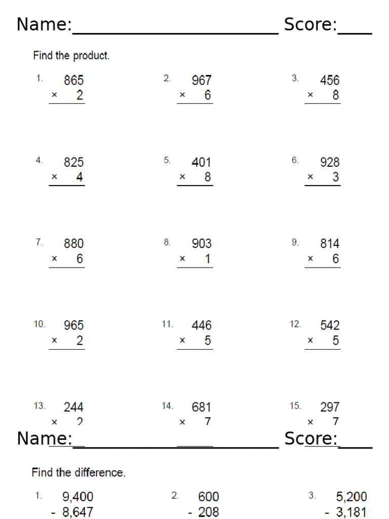 Addition & Subtraction | PDF