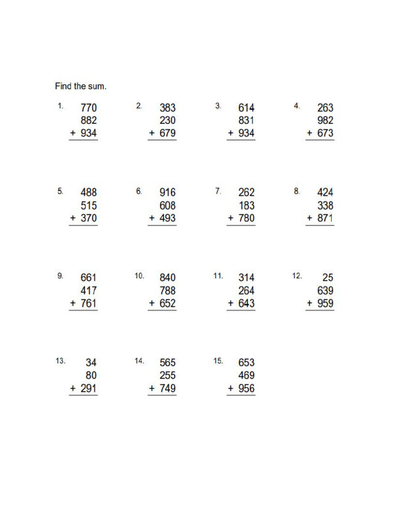 Addition Grade 3 | PDF