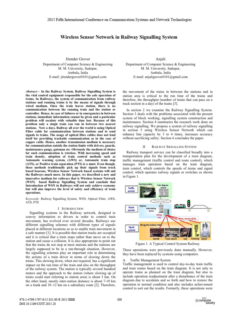 Wireless Sensor Network in Railway Signa | PDF | Computer Network | Wireless Sensor Network