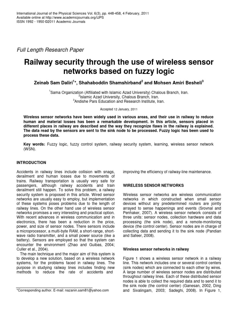 Railway Security Through The Use of Wire | PDF | Fuzzy Logic | Wireless Sensor Network
