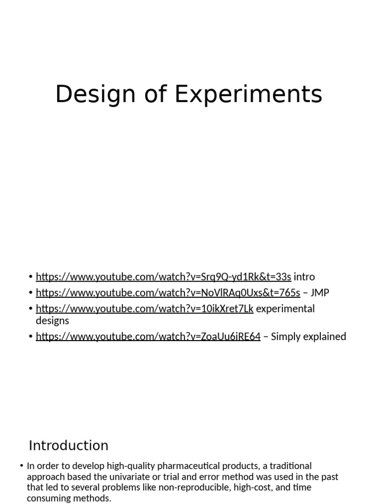 Pharmaceutical Design of Experiments | PDF | Design Of Experiments ...