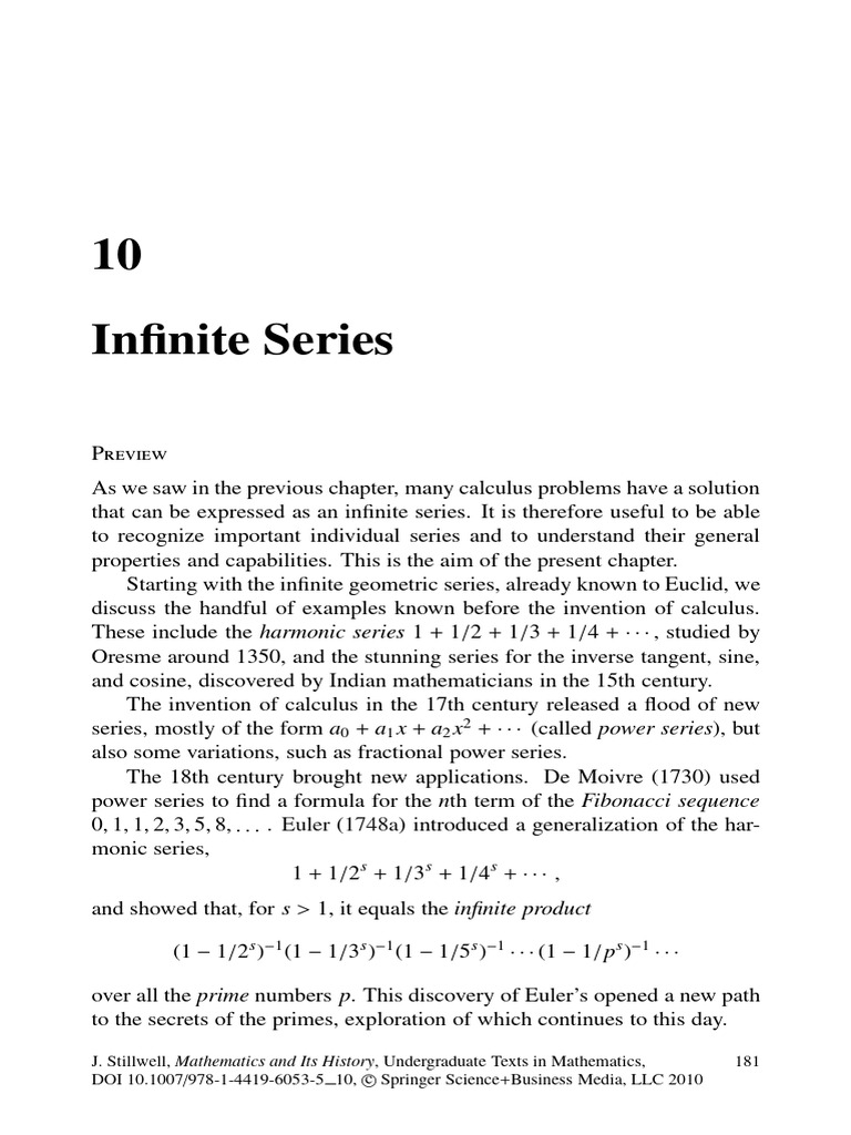 10.infinite series(22) | PDF | Leonhard Euler | Teaching Mathematics