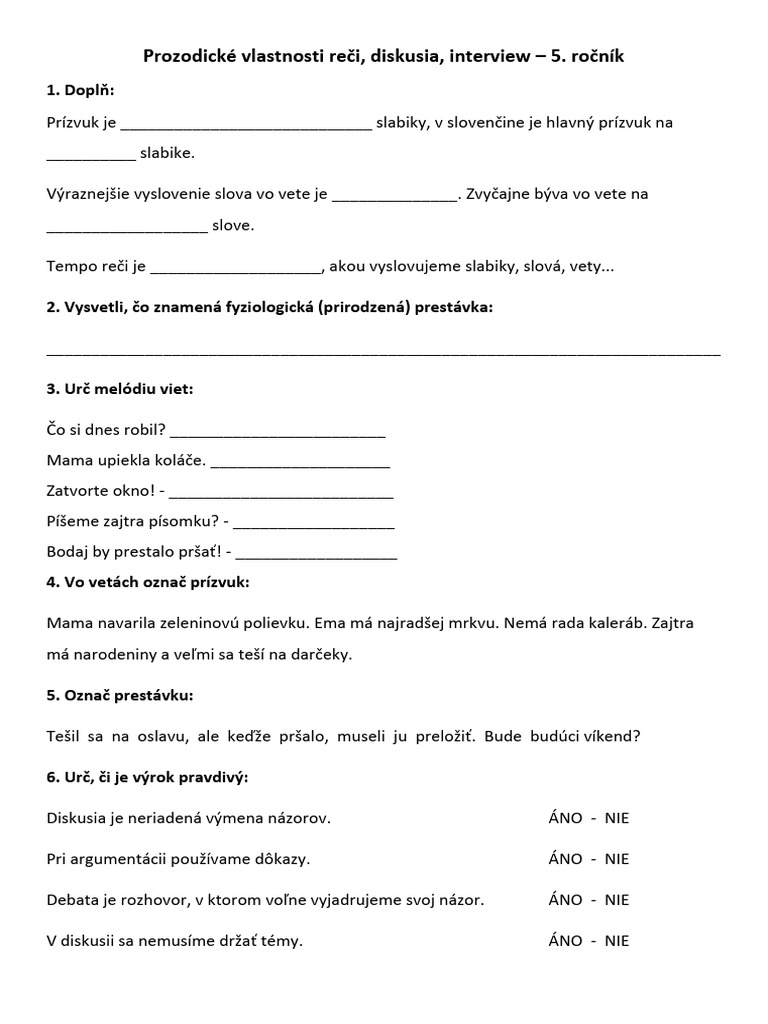 SJL Prozodicke Vlastnosti Reci Diskusia Interview - 5. Rocnik | PDF