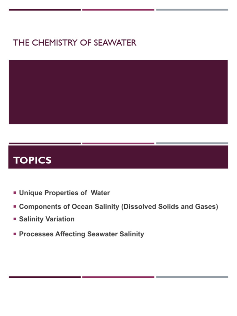 The Chemistry of Seawater | PDF | Properties Of Water | Water