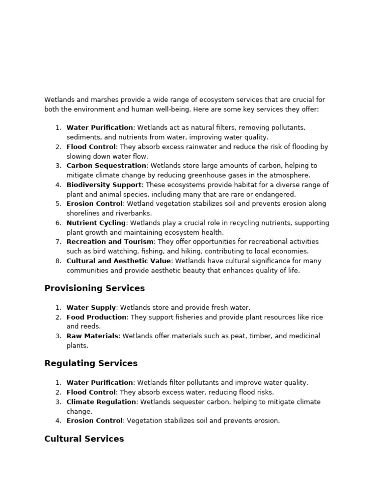 Ecosystem Services - Explanation | PDF | Wetland | Ecosystem
