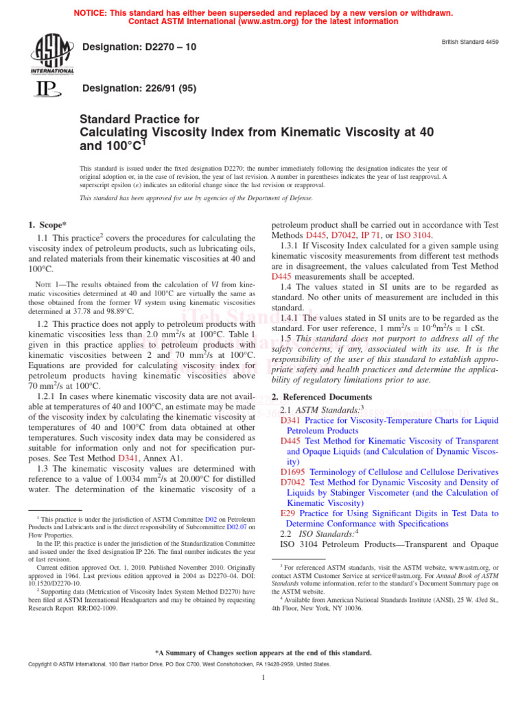 ASTM-D2270-10 | PDF | Viscosity | Mechanical Engineering