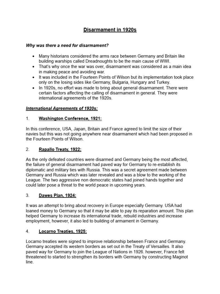 International Agreements 1920s | PDF | Disarmament | Young Plan