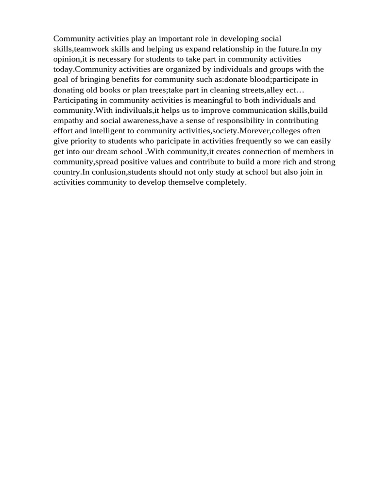 Benefits of Community Activities for Students | PDF