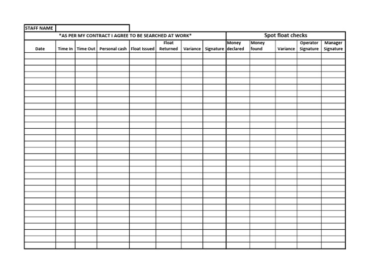 Attendance and Float Sign Sheet | PDF