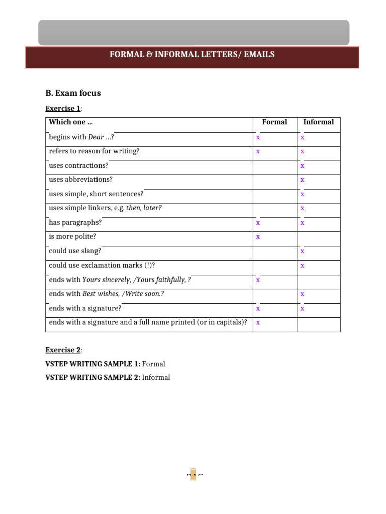Writing Handout 1 - Key | PDF