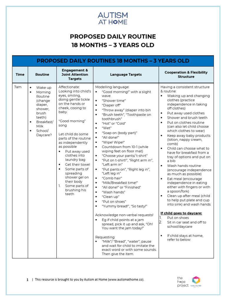 V16_3 Daily Routine 18months - 3 years | PDF | Meal | Imitation