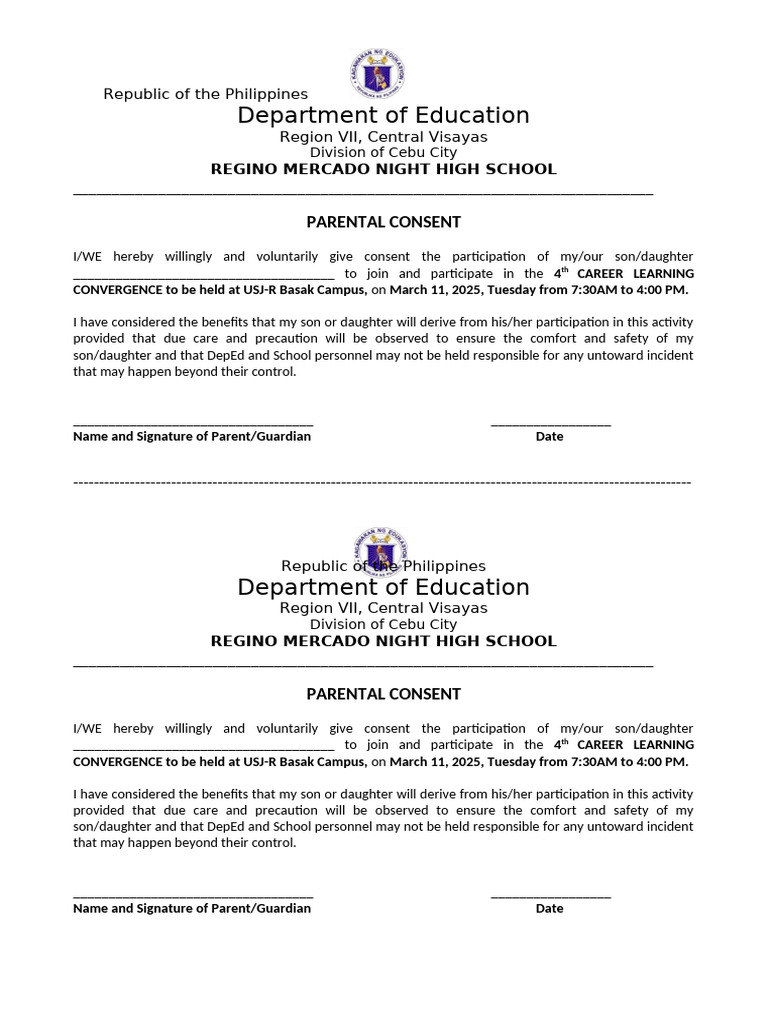 Seniors Ball Parental Consent | PDF