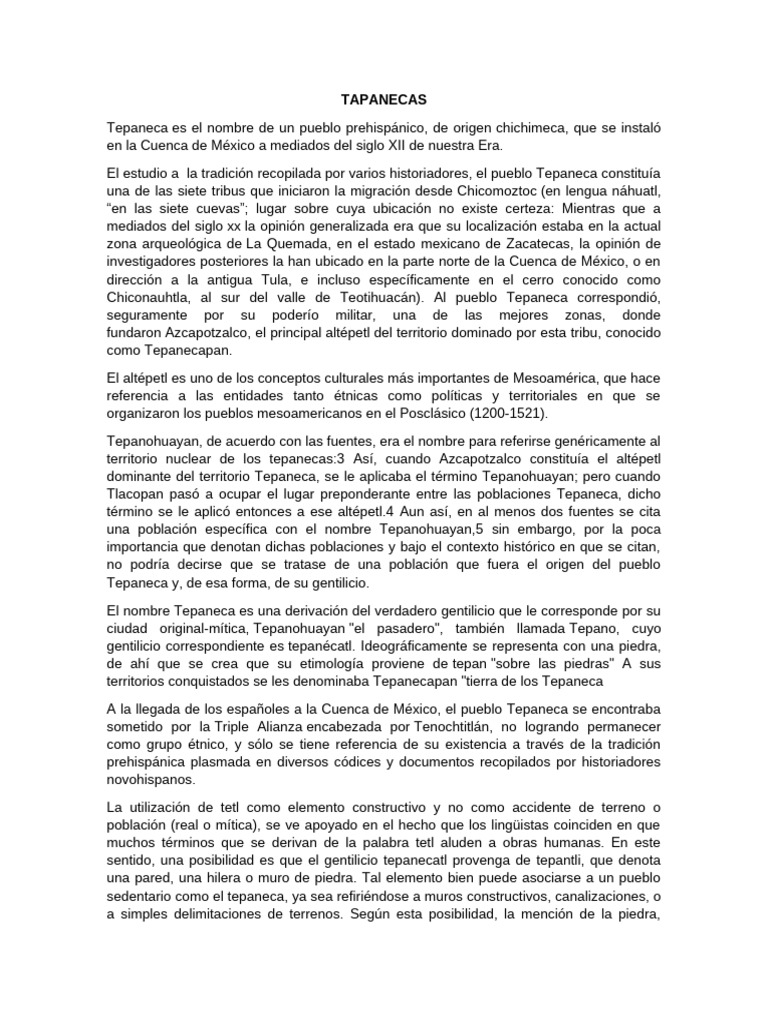 Historia del pueblo Tepaneca | PDF | Cultura de las Americas | Mesoamérica