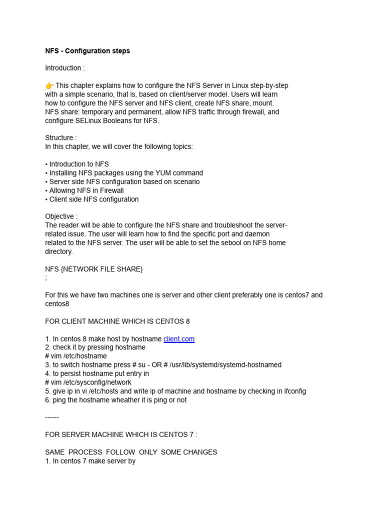 NFS Configuration Steps 1737458208 | PDF | Internet Protocols | Software