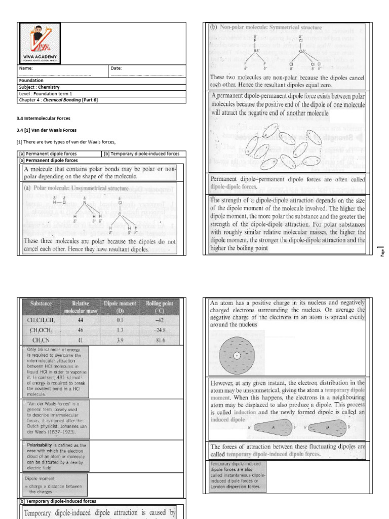 Chemical Bonding (4.6) | PDF | Chemical Bond | Hydrogen Bond