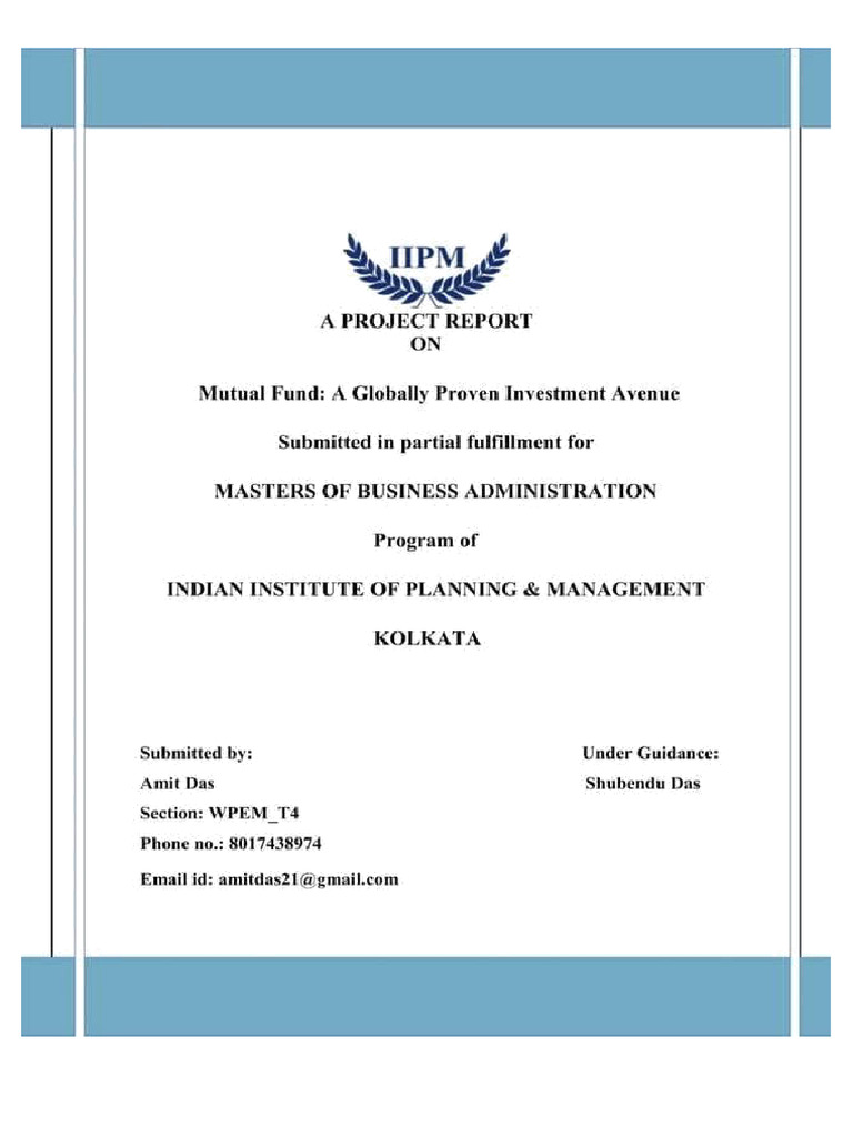 Project Report On Mutual Funds | PDF