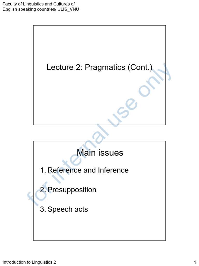 Lecture 2_PRAGMATICS (Part 2) | PDF | Human Communication | Linguistic Morphology