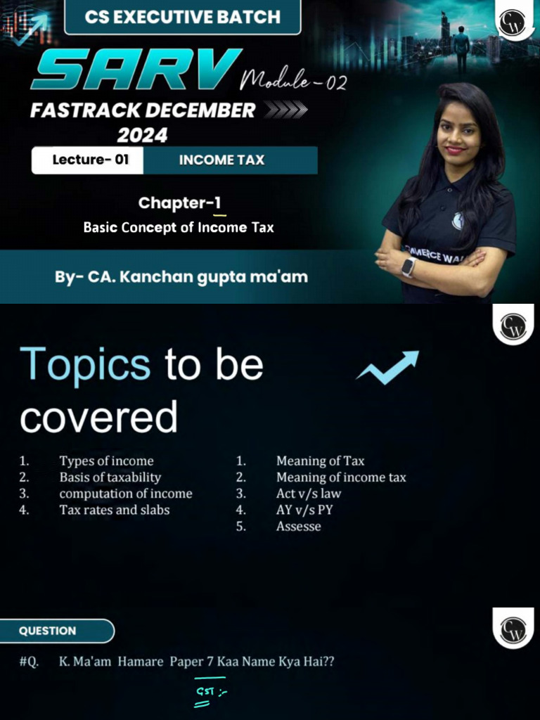 Basic Concept of Income Tax 01 - Class Notes | PDF