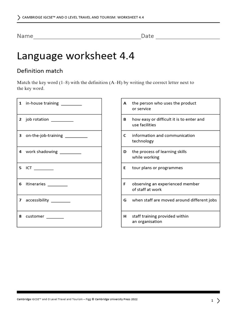 Igcse TT Language Worksheet 4.4 | PDF