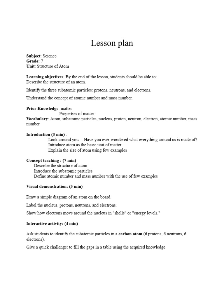 Lesson Plan Grade 7 Science | PDF