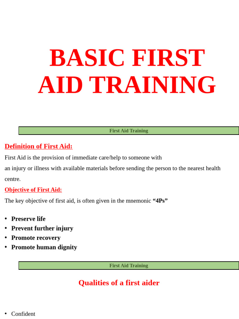 Essential First Aid Training Guide | PDF | First Aid | Cardiopulmonary ...