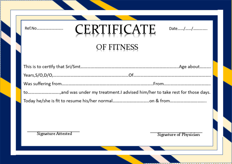 Fitness Certificate | PDF