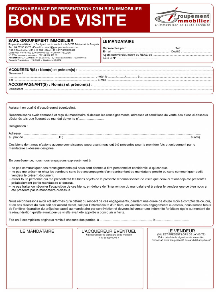 Bon de Visite 2025 | PDF