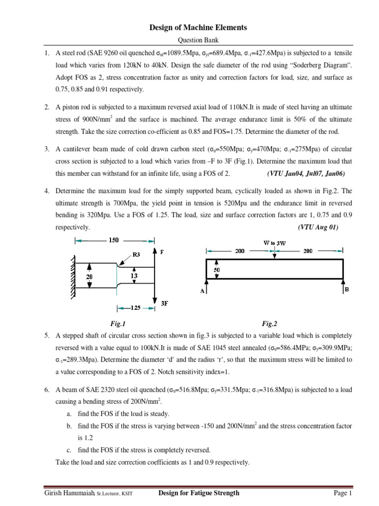 Fatigue Strength Design Calculations | PDF | Strength Of Materials ...