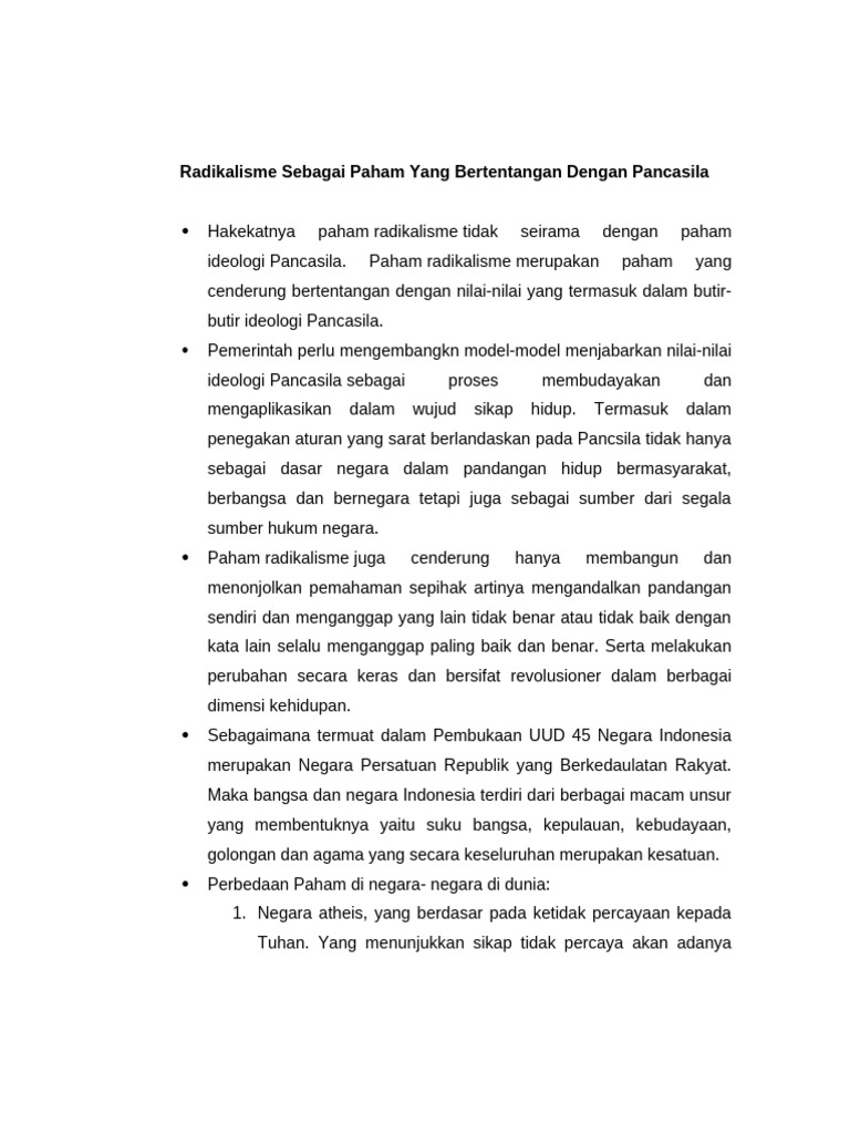 BAB PANCASILA Radikalisme Sebagai Paham Yang Bertentangan Dengan Pancasila | PDF