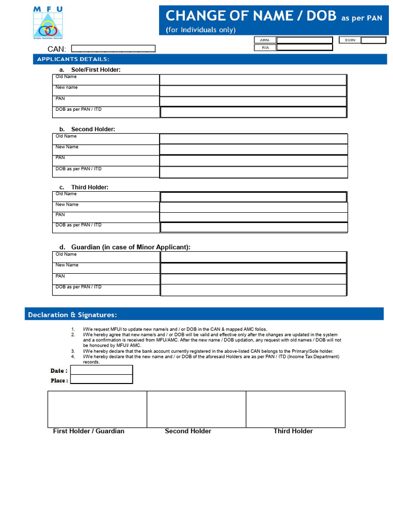 Change of Name Fillable Form | PDF