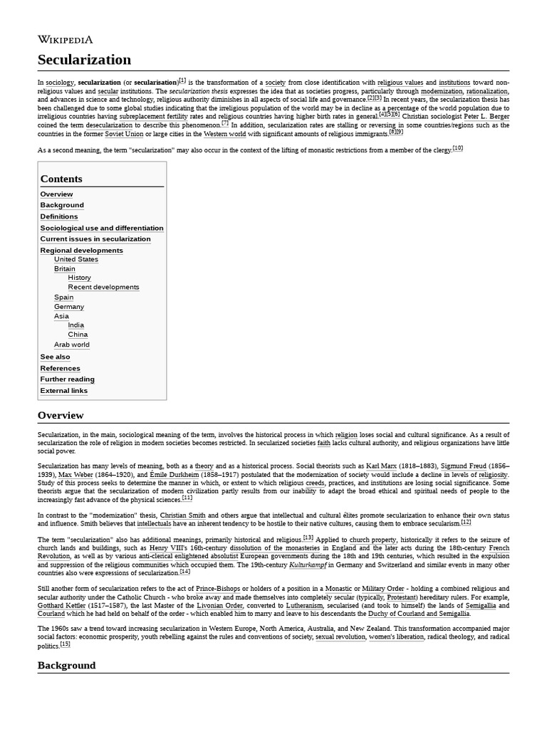 Understanding Secularization in Society | PDF