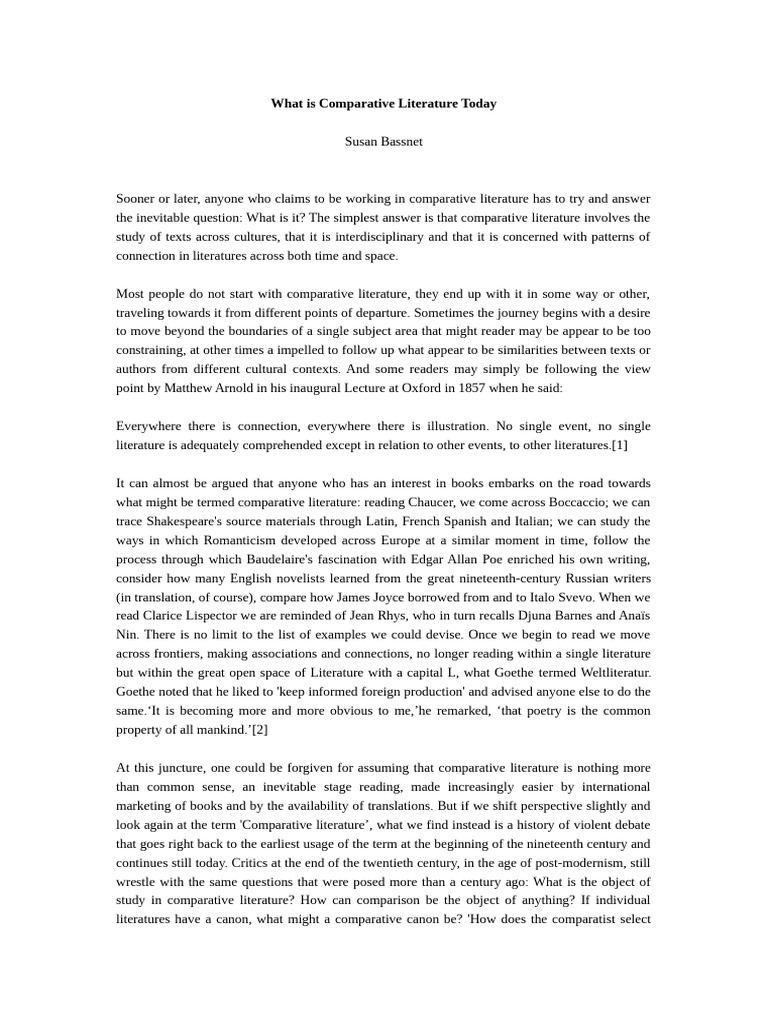 Susan Bassnett-What Is CL Today | PDF | Translations | Postcolonialism