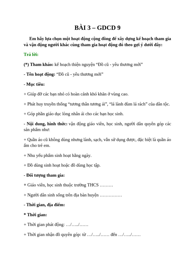 Bài 3 - GDCD 9 | PDF