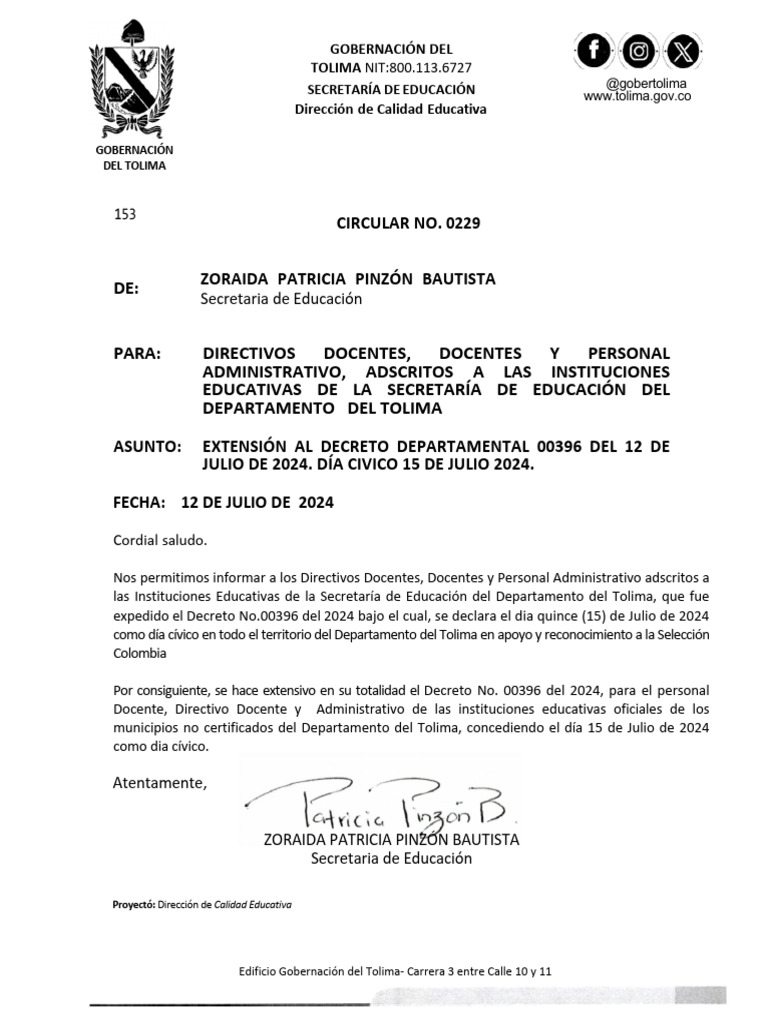 Circular No. 0229 - Julio 12 de 2024 | PDF