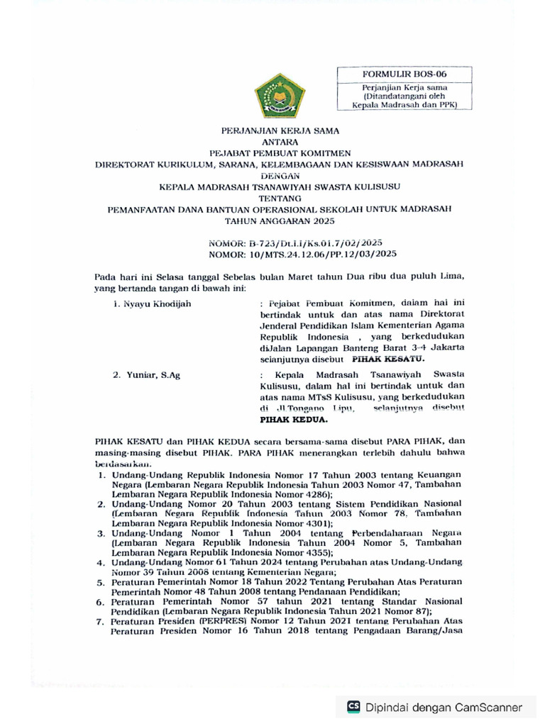 PKS Mts Kulisusu Triwulan 1 | PDF