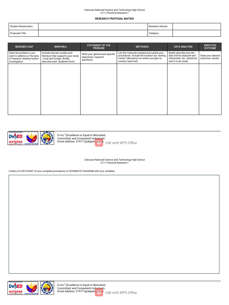 G11 Research Proposal Matrix | PDF | Science | Methodology