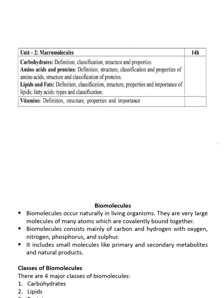 Mb Unit 2 Macromolecules Full | PDF | Carbohydrates | Lipid