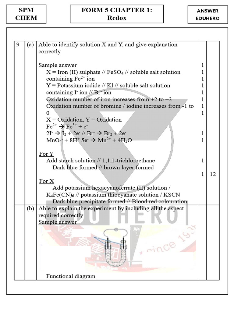 (Answer) F5 Che C1 Redox Essay | PDF | Redox | Electrochemistry