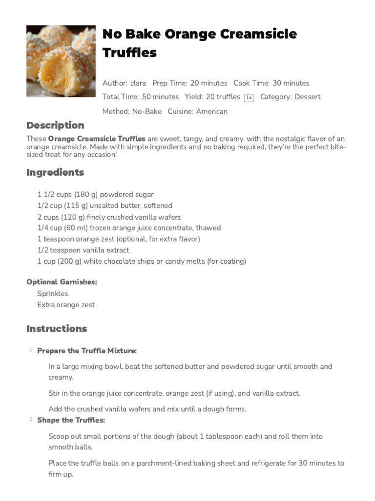 No Bake Orange Creamsicle Truffles - Clara quick dinners | PDF ...