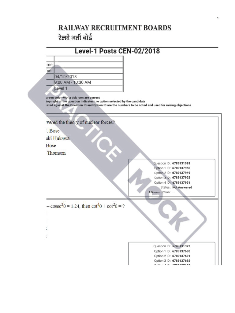 Rrb Group d Previous Year Question Paper 3 | PDF