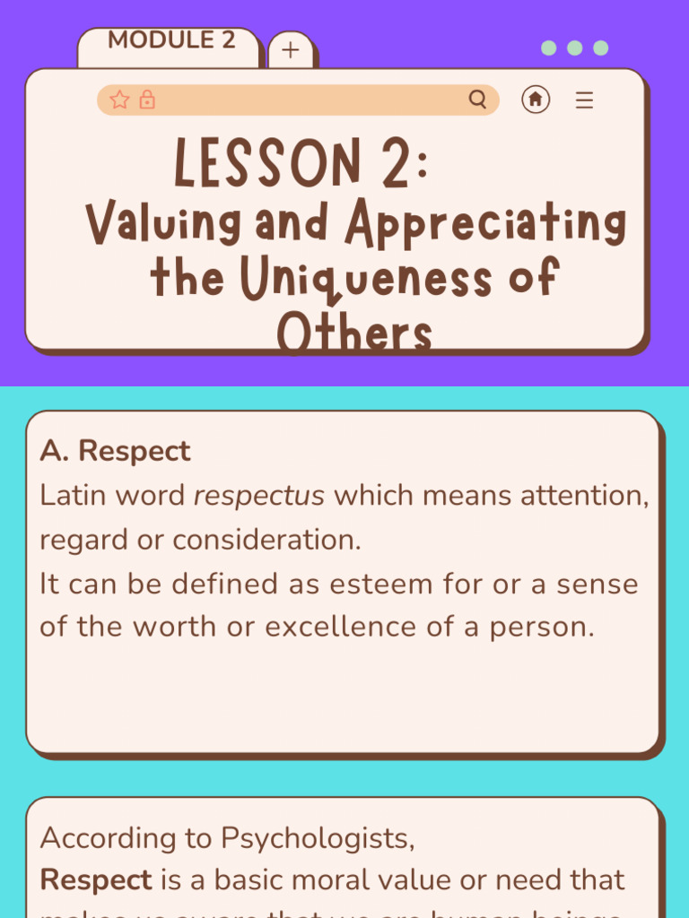 Valuing Uniqueness and Respecting Others | PDF | Etiquette | Learning