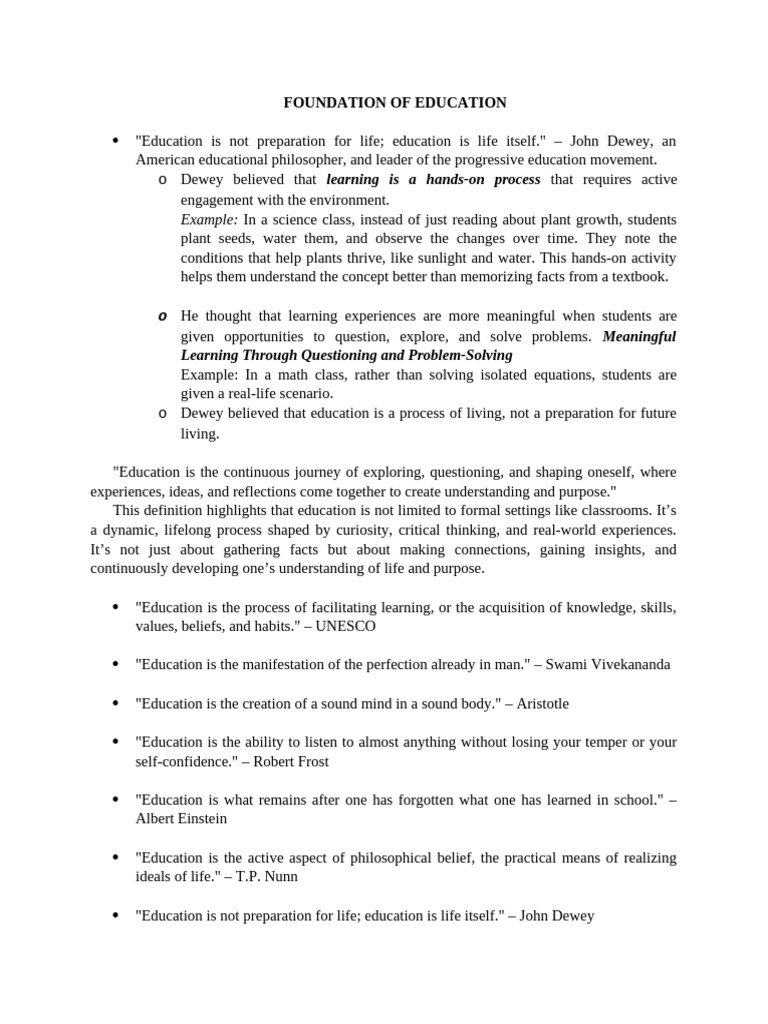 Different Meaning of Education | PDF | Learning | John Dewey