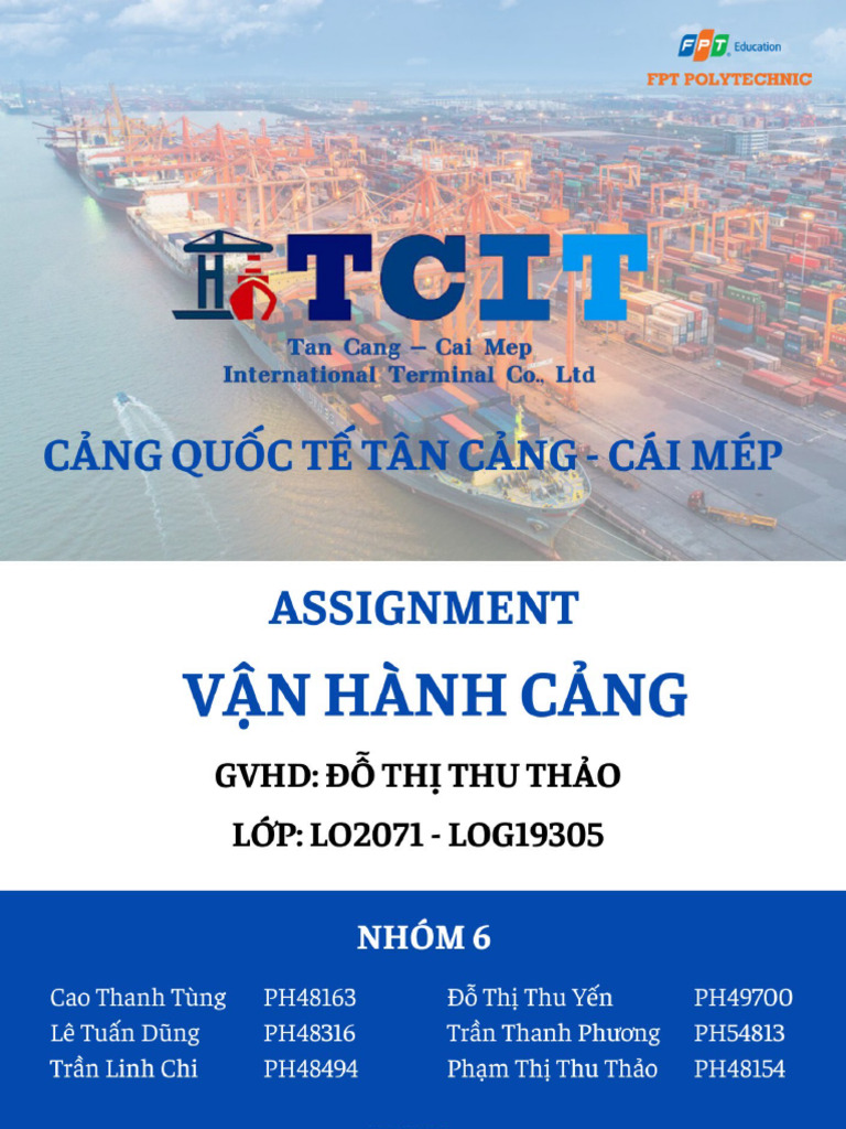 Nhóm 6-Vận hành cảng-ca1-Tân cảng Cái Mép | PDF