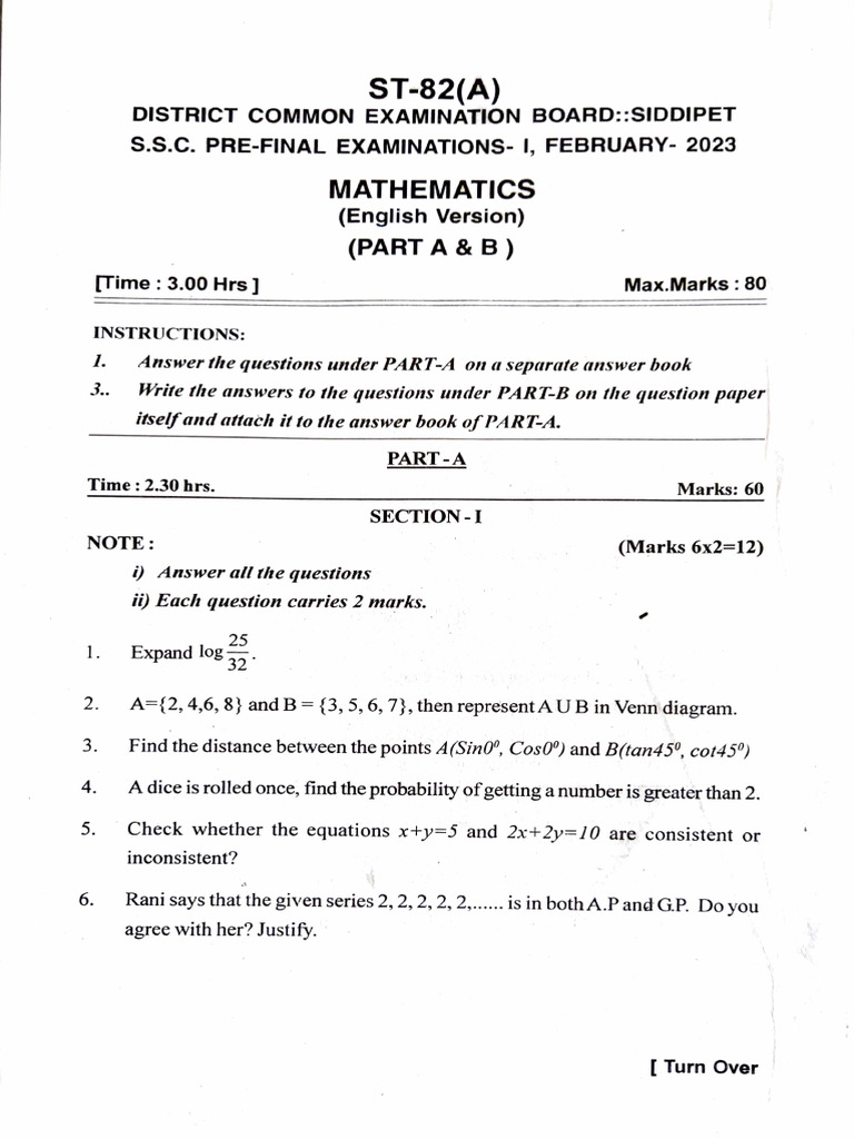 SSC Pre-Final Math Exam February 2023 | PDF | Length | Polynomial