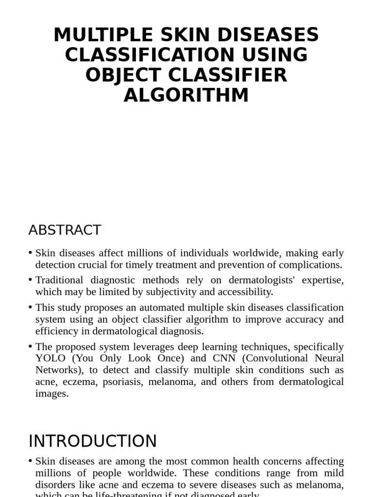 Ppt1 Skin Disease Detection Pdf Deep Learning Dermatology