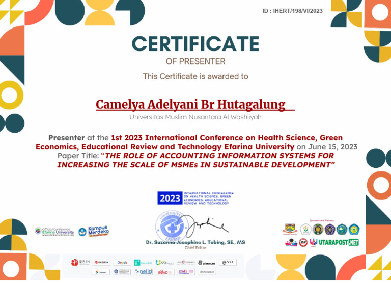 Certificate IHERT 2023 (1) Camelya Adelyani BR Hutagalung | PDF