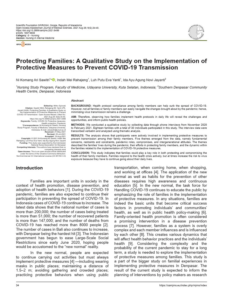 Family COVID-19 Protection Measures Study | PDF | Data Analysis ...