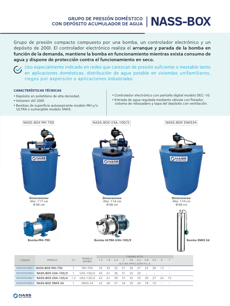 Bombas de Agua NASS para Cisternas | PDF | Agua | Bomba