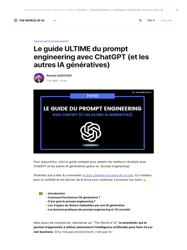 Guide du Prompt Engineering IA | PDF | Intelligence artificielle ...